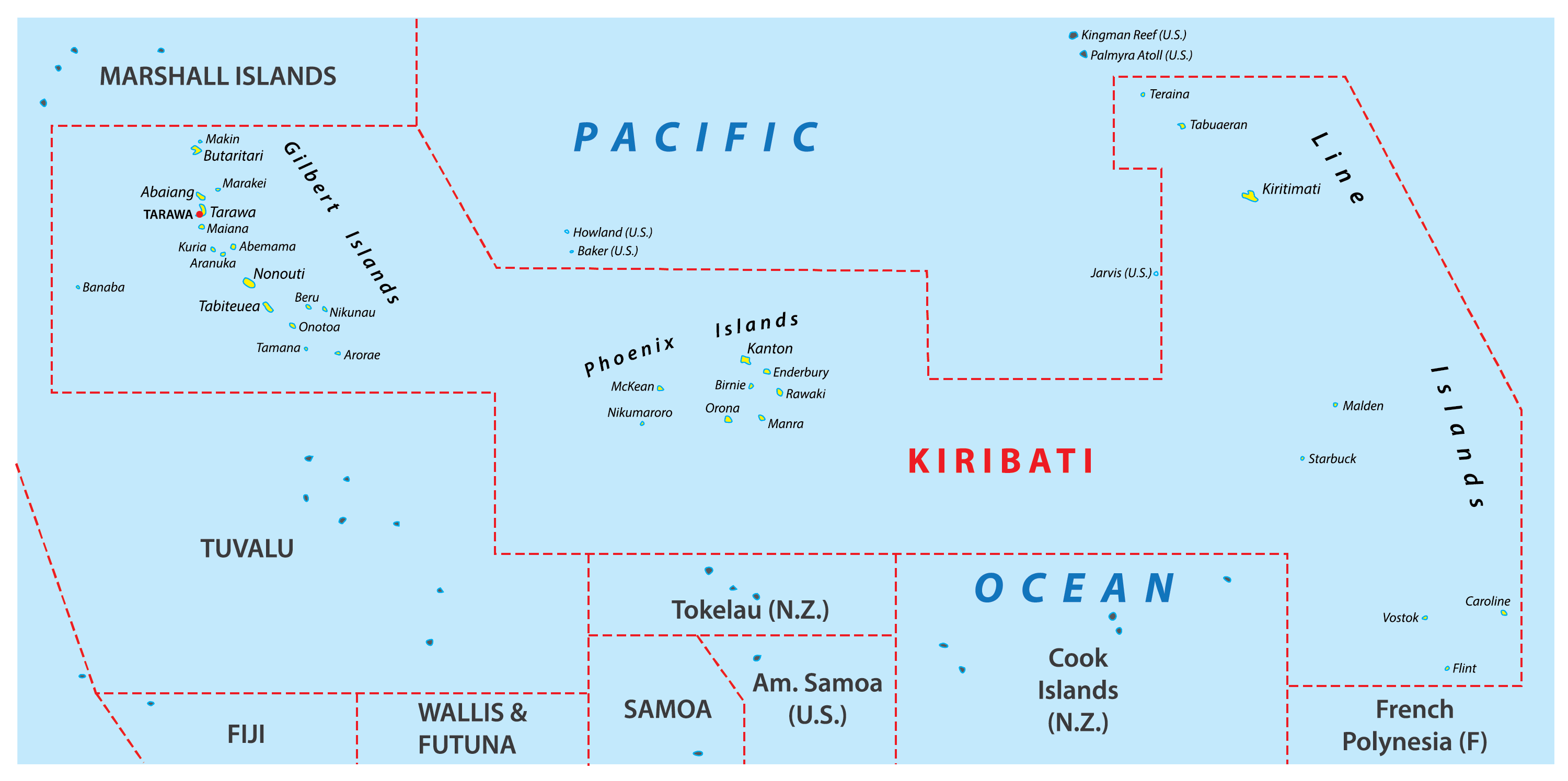 Bản đồ nước Kiribati (Kiribati Map) khổ lớn năm 2026
