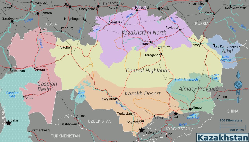 Bản đồ nước Kazakhstan (Kazakhstan Map) khổ lớn năm 2026