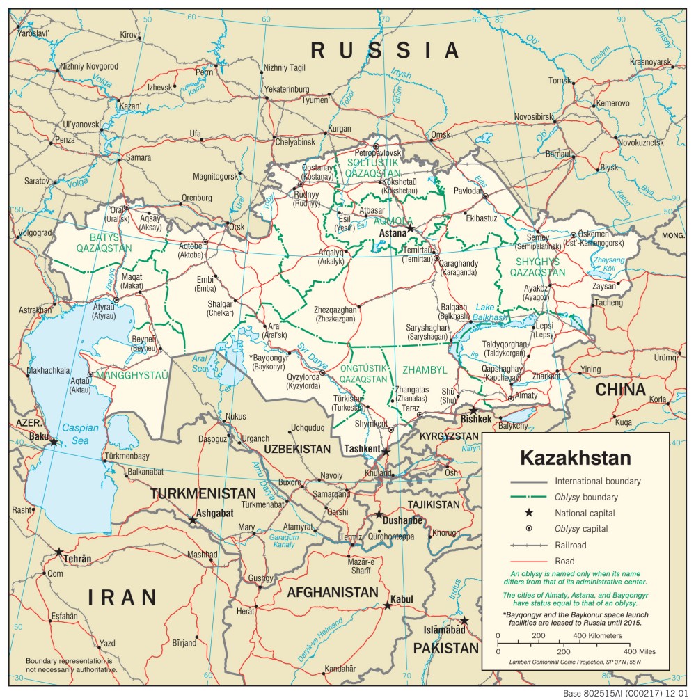 Bản đồ nước Kazakhstan (Kazakhstan Map) khổ lớn năm 2026