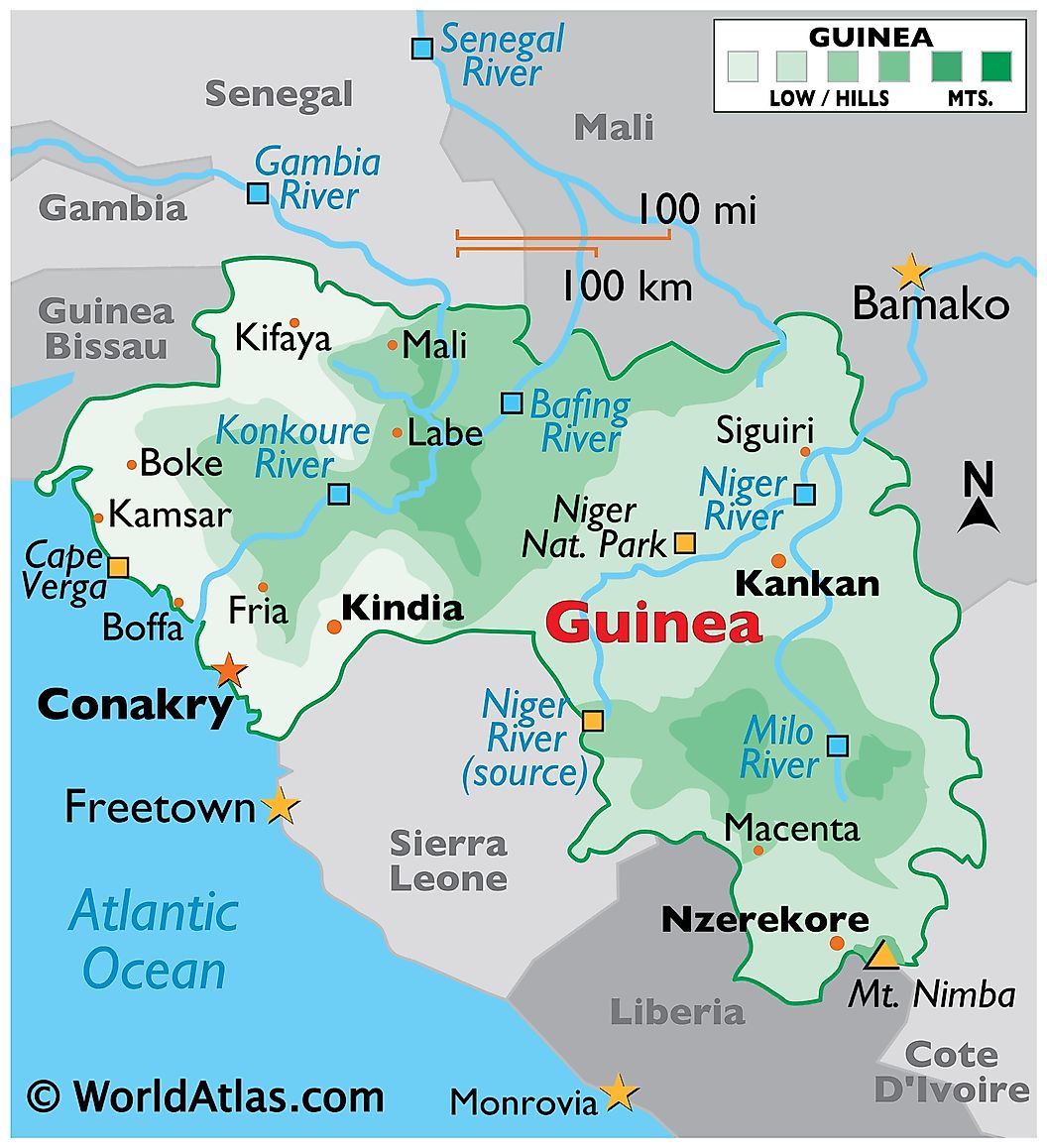 Bản đồ nước Guinée (Guinea Map) khổ lớn năm 2025