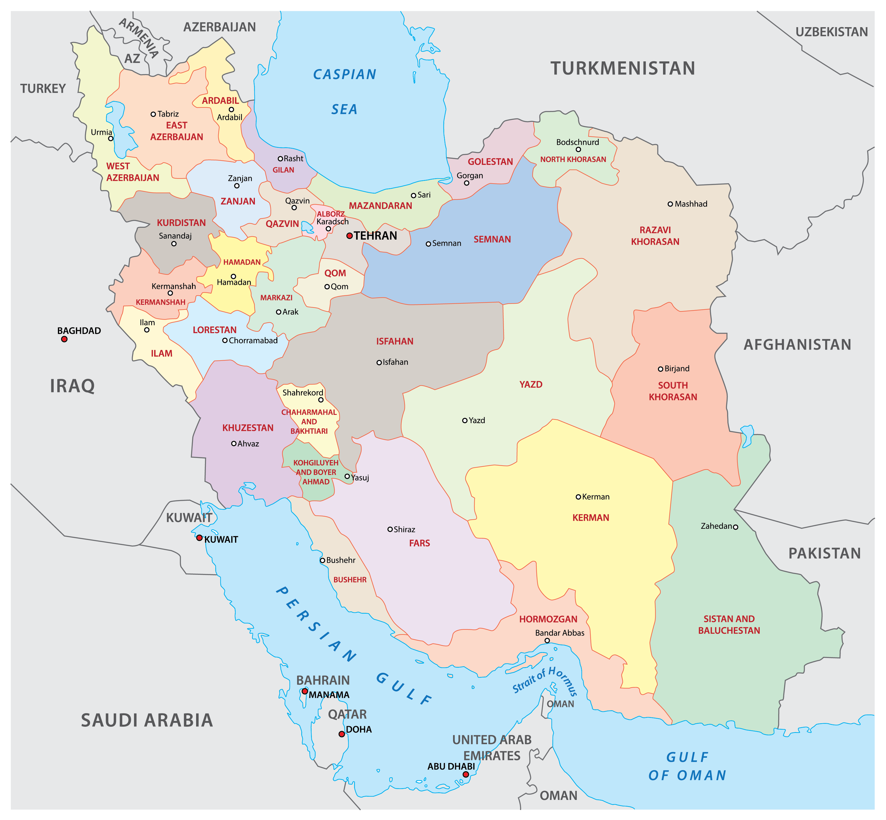 Bản đồ nước Iran (Iran Map) khổ lớn năm 2025