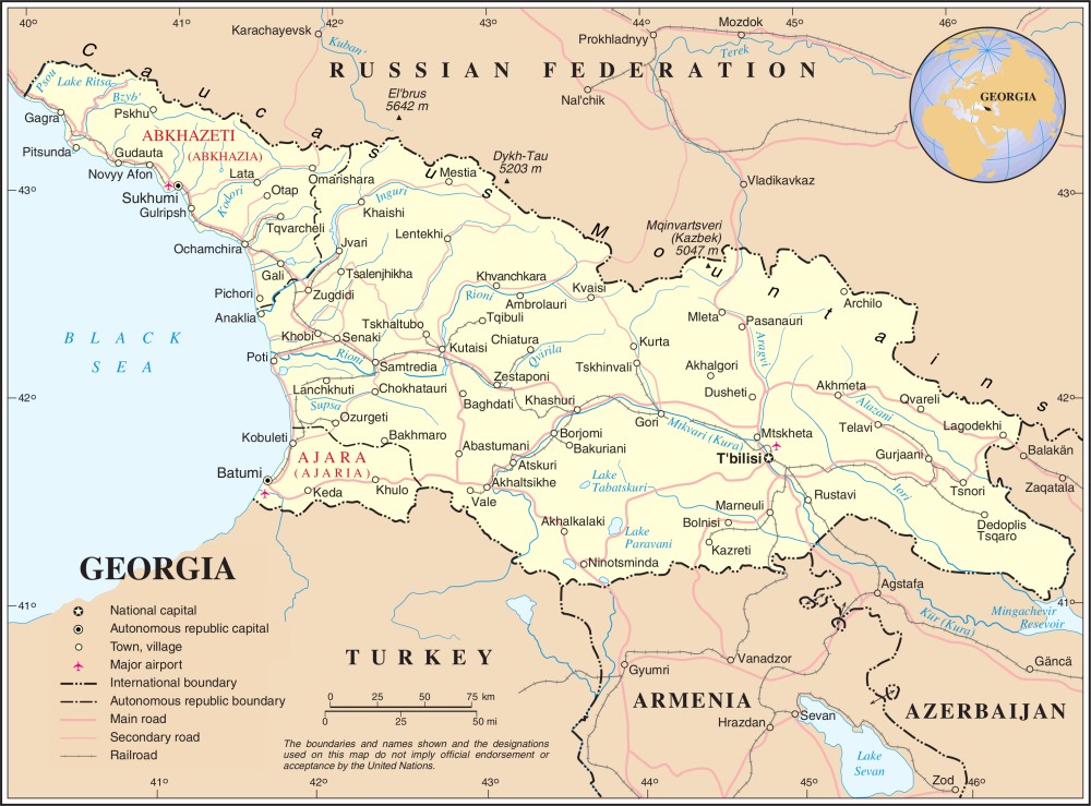 Bản đồ nước Gruzia (Georgia Map) khổ lớn năm 2026