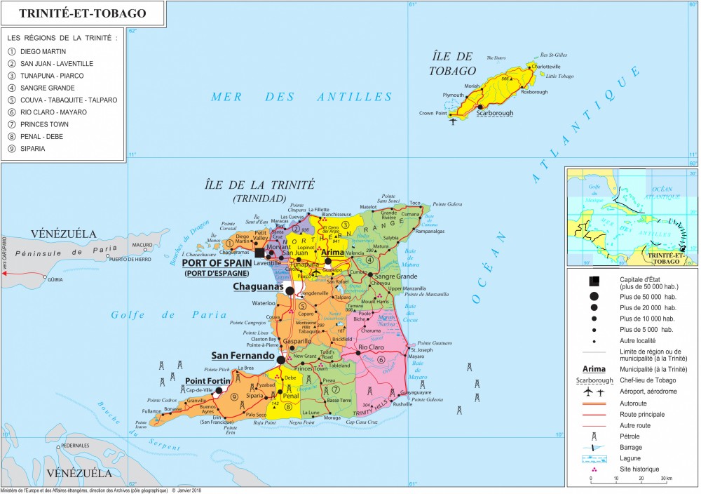 Bản đồ nước Trinidad và Tobago (Trinidad And Tobago Map) năm 2026