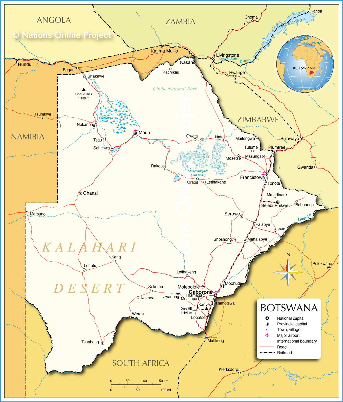 Bản đồ nước Botswana (Botswana Map) khổ lớn năm 2025