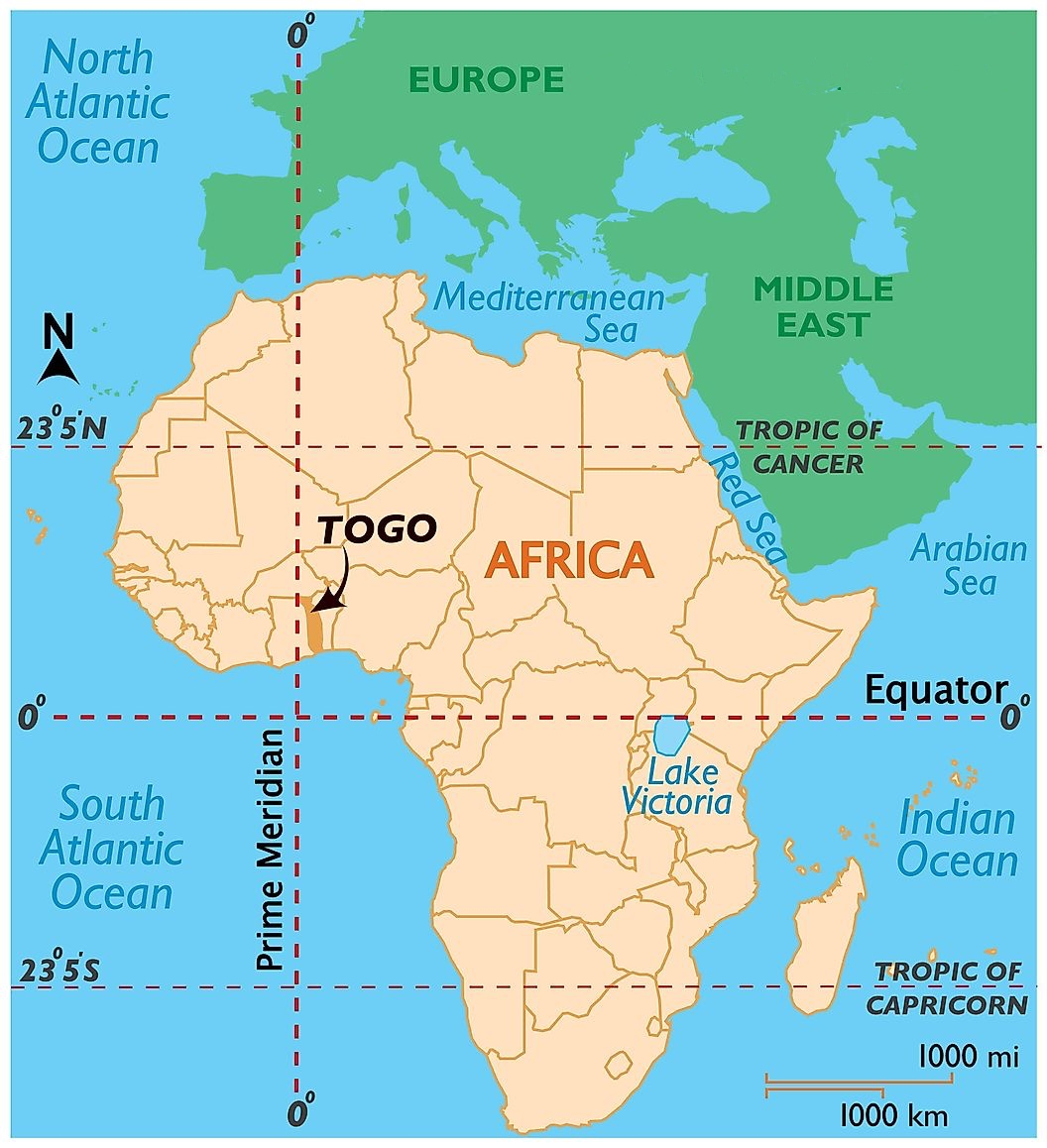 Bản đồ đất nước Togo (Togo Map) khổ lớn năm 2026